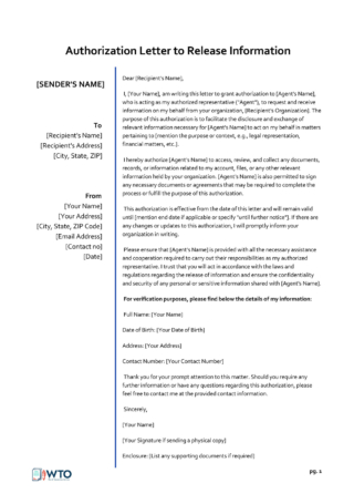 Sample Letters of Authorization Giving Permission
