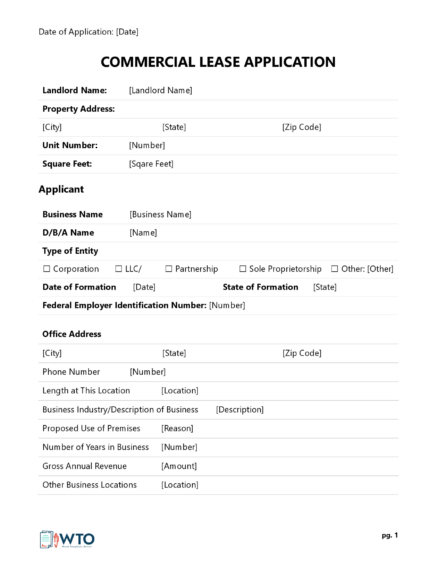 Free Commercial Lease Application Forms | Word - PDF