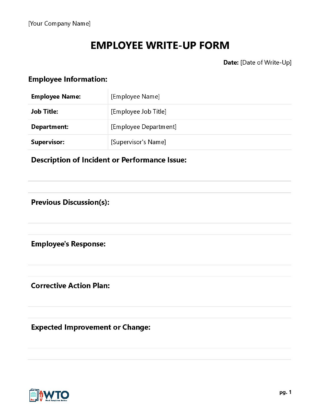 Free Employee Write-Up Forms & Templates