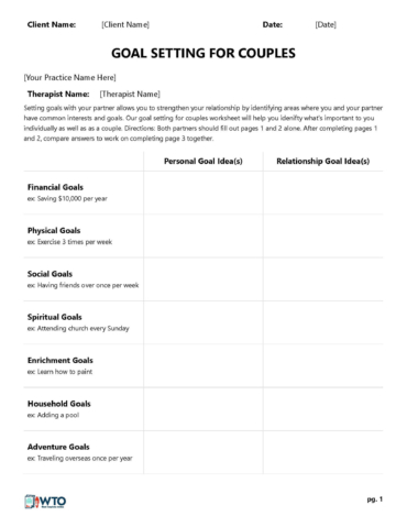Goal Setting Worksheet For Couples (Free Templates)