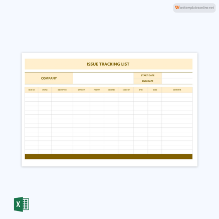 Free Issue Log Templates (Excel)