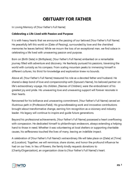 12 Meaningful Obituary Samples for a Father