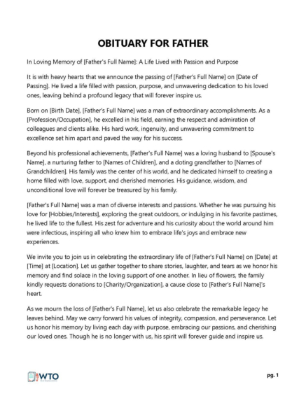 12 Meaningful Obituary Samples for a Father