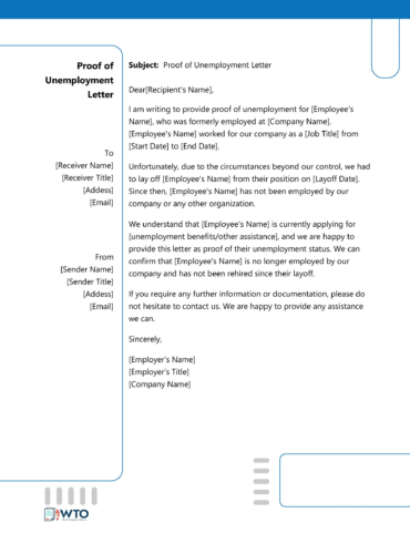 Proof Of Unemployment (Jobless) Letter Samples