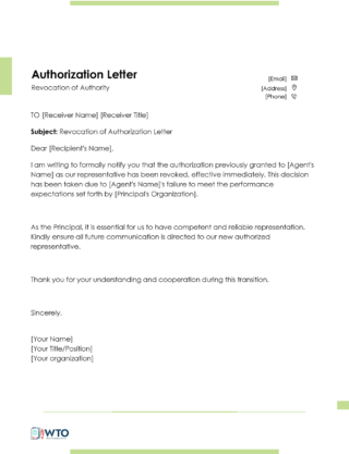 Revocation of Authorization (Sample Letters)