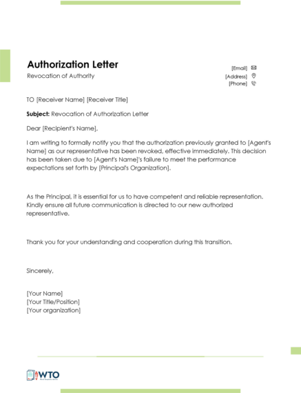 Revocation of Authorization (Sample Letters)