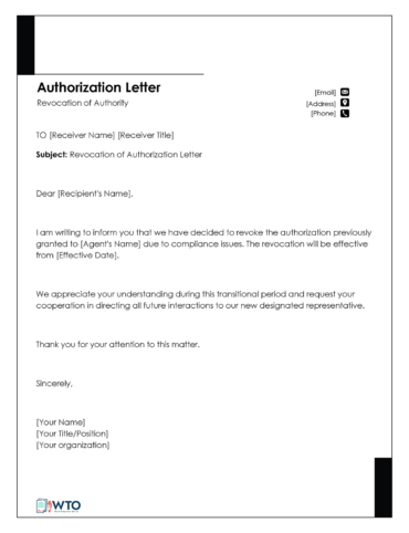 Revocation of Authorization (Sample Letters)