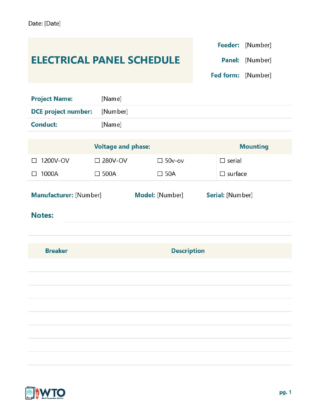 Free Panel Schedule Templates (Square D)