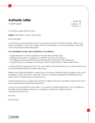 Authorization Letter to Sell Property (Sample Letters)