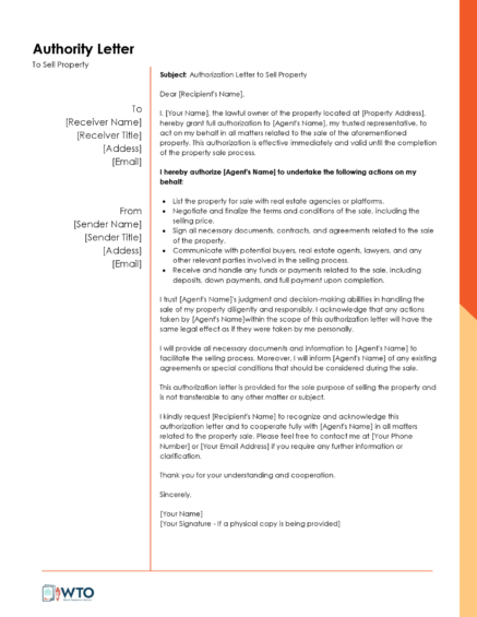 Authorization Letter to Sell Property (Sample Letters)