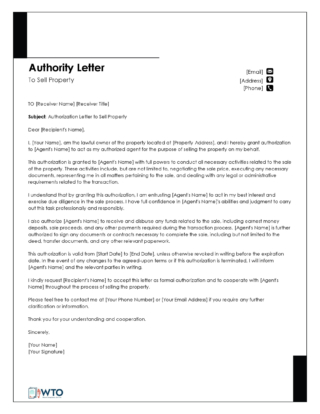 Authorization Letter to Sell Property (Sample Letters)