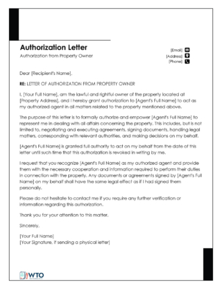 Letter of Authorization from Property Owner - Samples