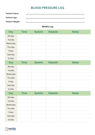 Free Blood Pressure Log Templates (Daily, Weekly, Monthly)