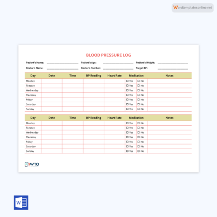 Free Blood Pressure Log Templates (Daily, Weekly, Monthly)