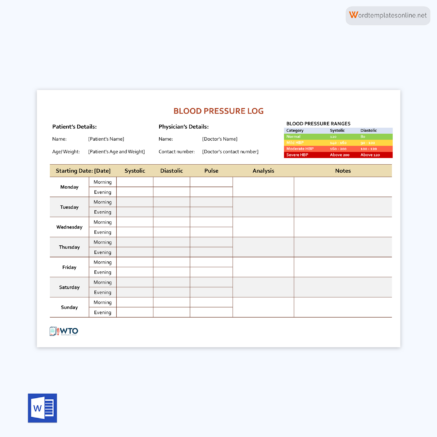 Free Blood Pressure Log Templates (Daily, Weekly, Monthly)