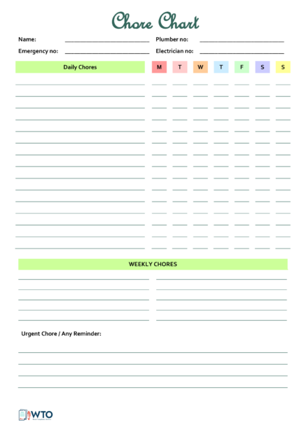 Free Printable Chore Charts For Adults (Daily, Weekly)
