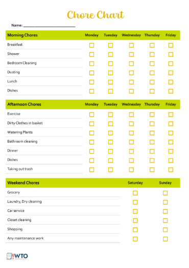 Free Printable Chore Charts For Adults (Daily, Weekly)