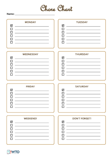 Free Printable Chore Charts For Adults (Daily, Weekly)