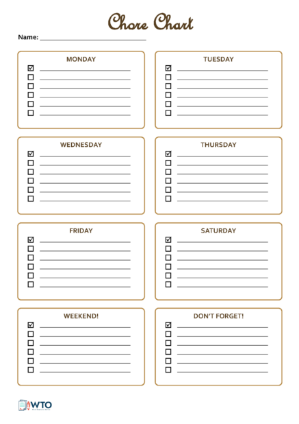 Free Printable Chore Charts For Adults (Daily, Weekly)