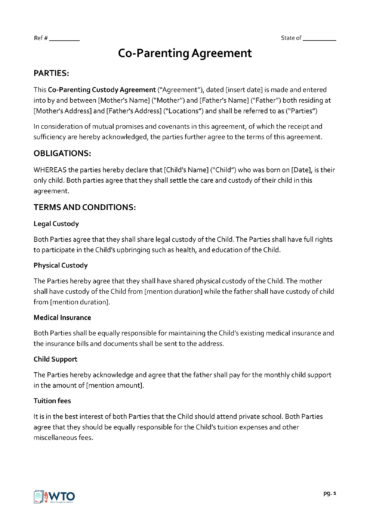 Free Co-Parenting Agreement Templates
