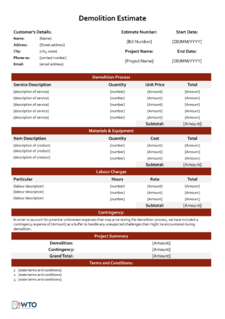 Free Demolition Estimate Templates (Excel, Word)