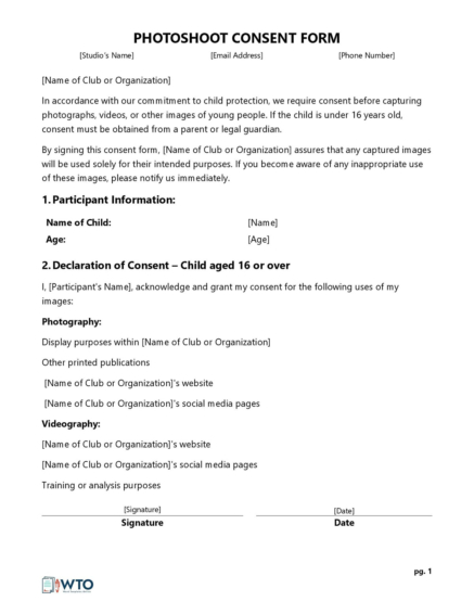 Free Photography Consent Forms (Word)
