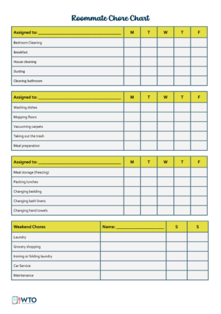 10 Free Roommate Chore Charts (Printable)