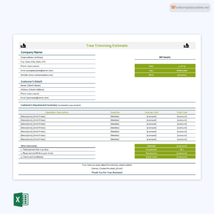 Free Tree Trimming Estimate Templates (Word, Excel)