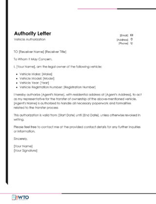 12 Free Vehicle Authorization Letter Templates