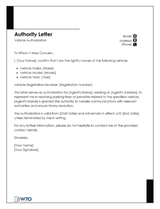 12 Free Vehicle Authorization Letter Templates