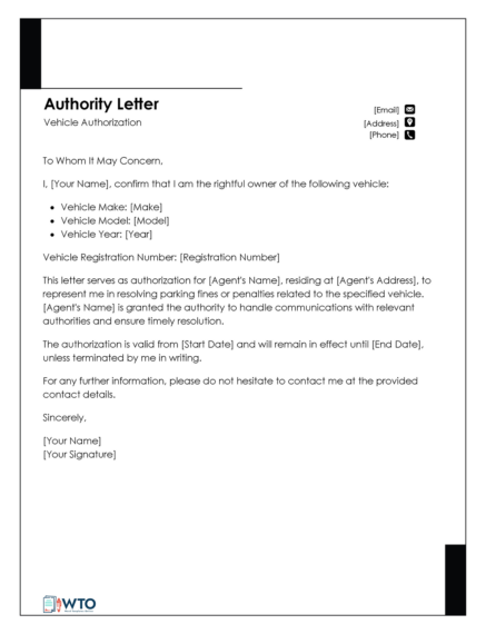 12 Free Vehicle Authorization Letter Templates
