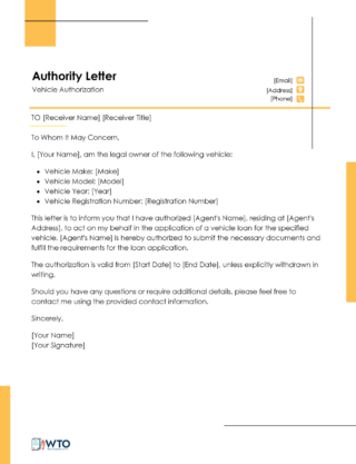 12 Free Vehicle Authorization Letter Templates