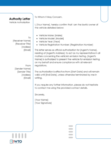 12 Free Vehicle Authorization Letter Templates