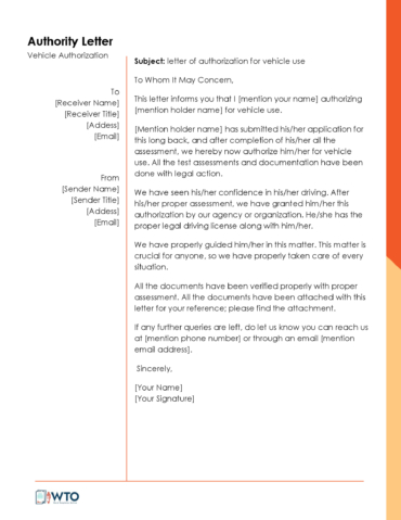 12 Free Vehicle Authorization Letter Templates