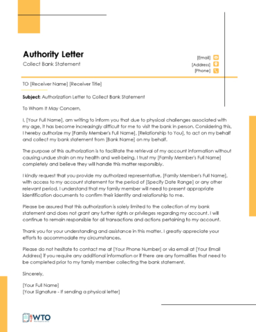 Sample Authorization Letters To Collect Bank Statement