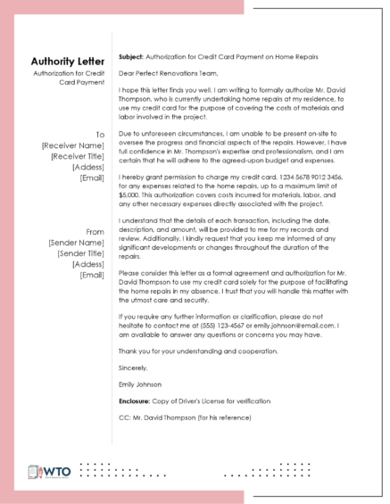 12 Free Credit Card Authorization Letter Templates