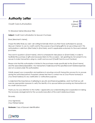 12 Free Credit Card Authorization Letter Templates
