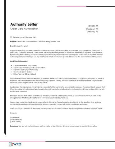 12 Free Credit Card Authorization Letter Templates