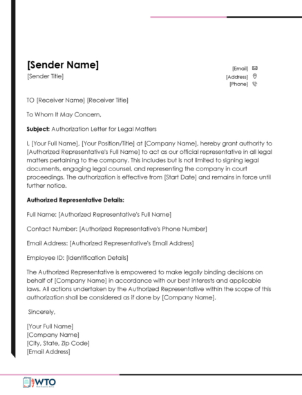 Sample Authorization Letters to Act on Behalf of a Company