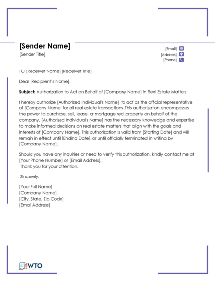 Sample Authorization Letters to Act on Behalf of a Company