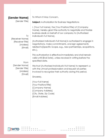 Sample Authorization Letters to Act on Behalf of a Company