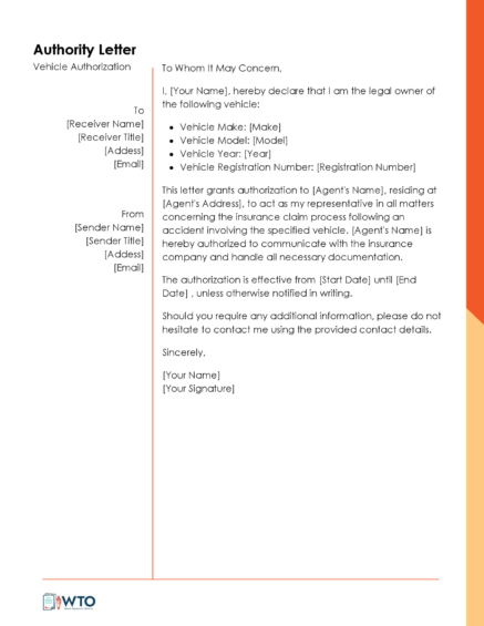 12 Free Vehicle Authorization Letter Templates