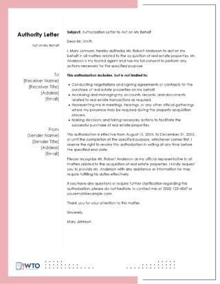 Authorization Letter Samples to Act on Behalf of Someone