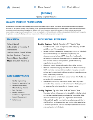 Quality Engineer Resume Examples (Free Templates)