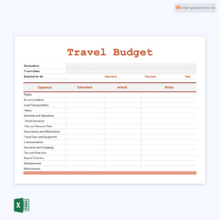 Free Travel Budget Templates for Excel