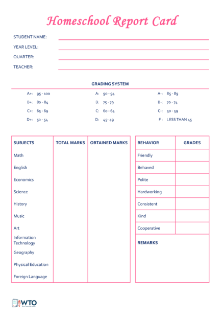 10 Free Homeschool Report Card Templates