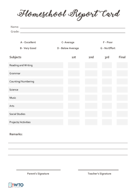 10 Free Homeschool Report Card Templates