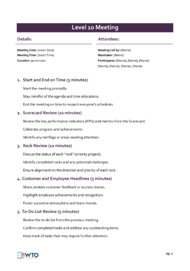 Free Level 10 Meeting Agenda Templates