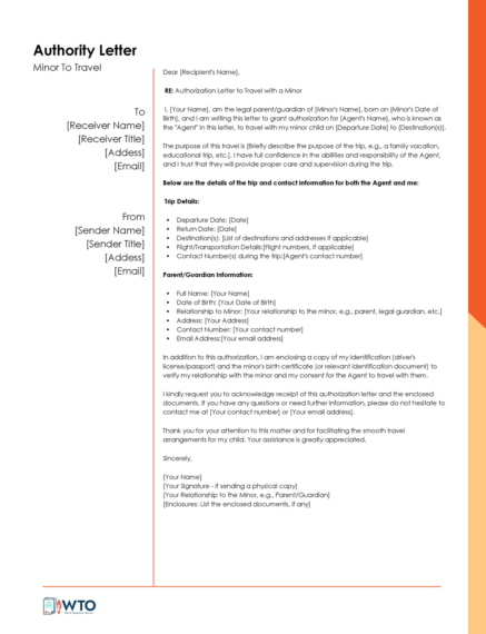 Sample Letters Authorizing a Minor to Travel