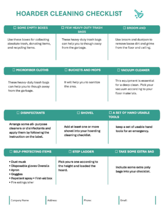 Free Hoarder Cleaning Checklist Templates